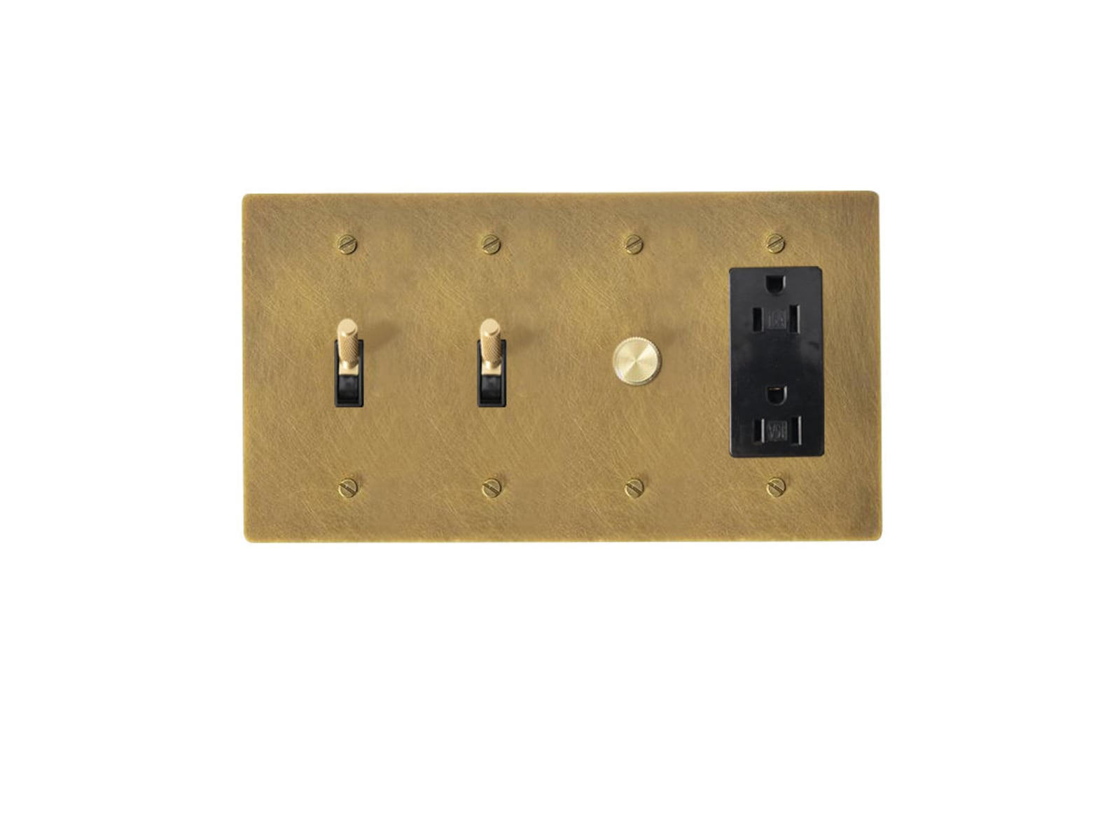 Toggle, Dimmer & Outlet Combo Switch Plates - Aged Brass Finish - Etsy