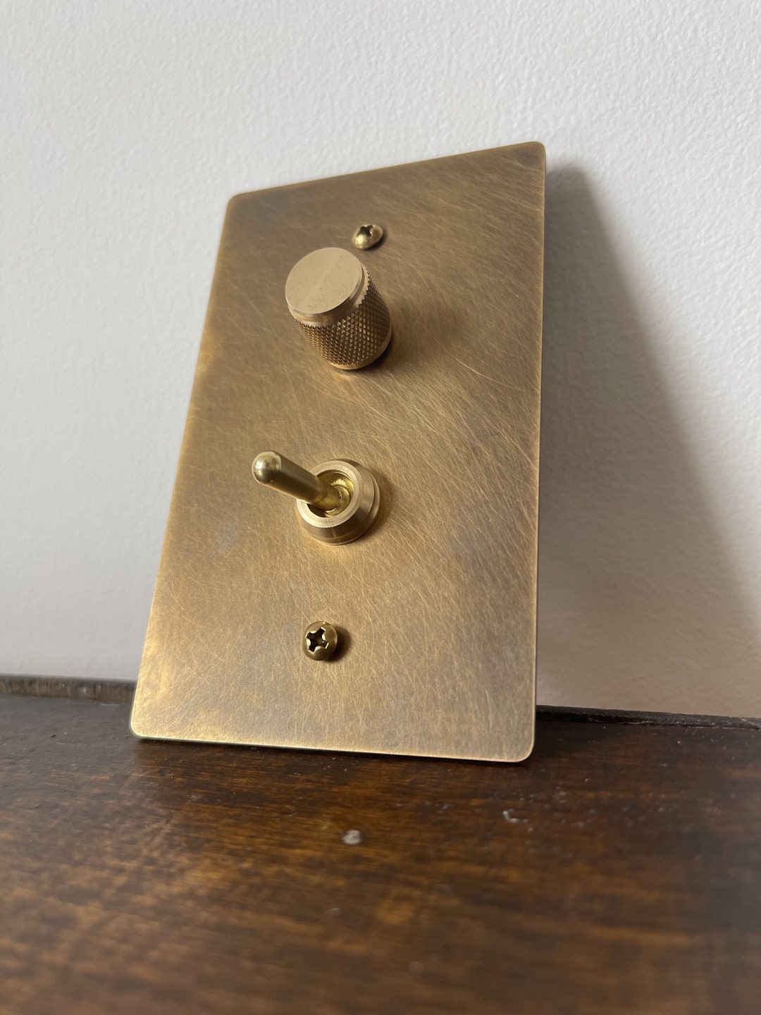 Brass Toggle & Rotary Dimmer Switch Plate - Etsy