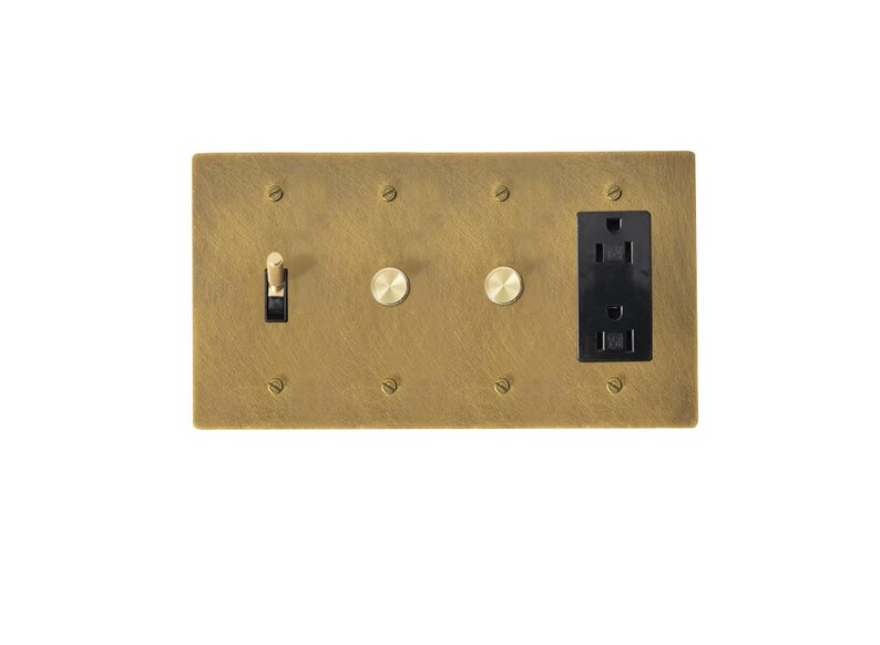 Toggle, Dimmer & Outlet Combo Switch Plates - Aged Brass Finish - Etsy