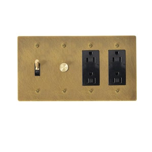 Toggle, Dimmer & Outlet Combo Switch Plates - Aged Brass Finish - Etsy
