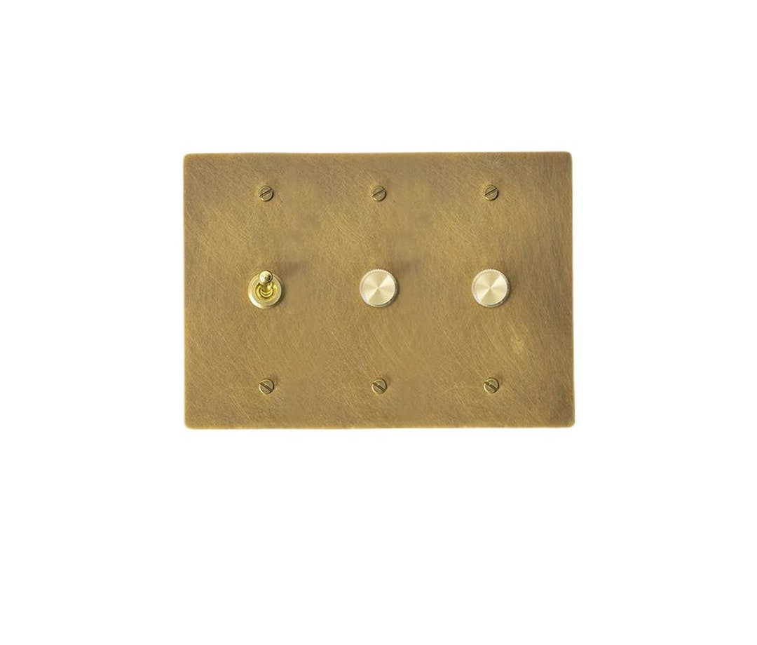 Retro Toggle & Dimmer Switch Plate - Aged Brass Finish - Etsy