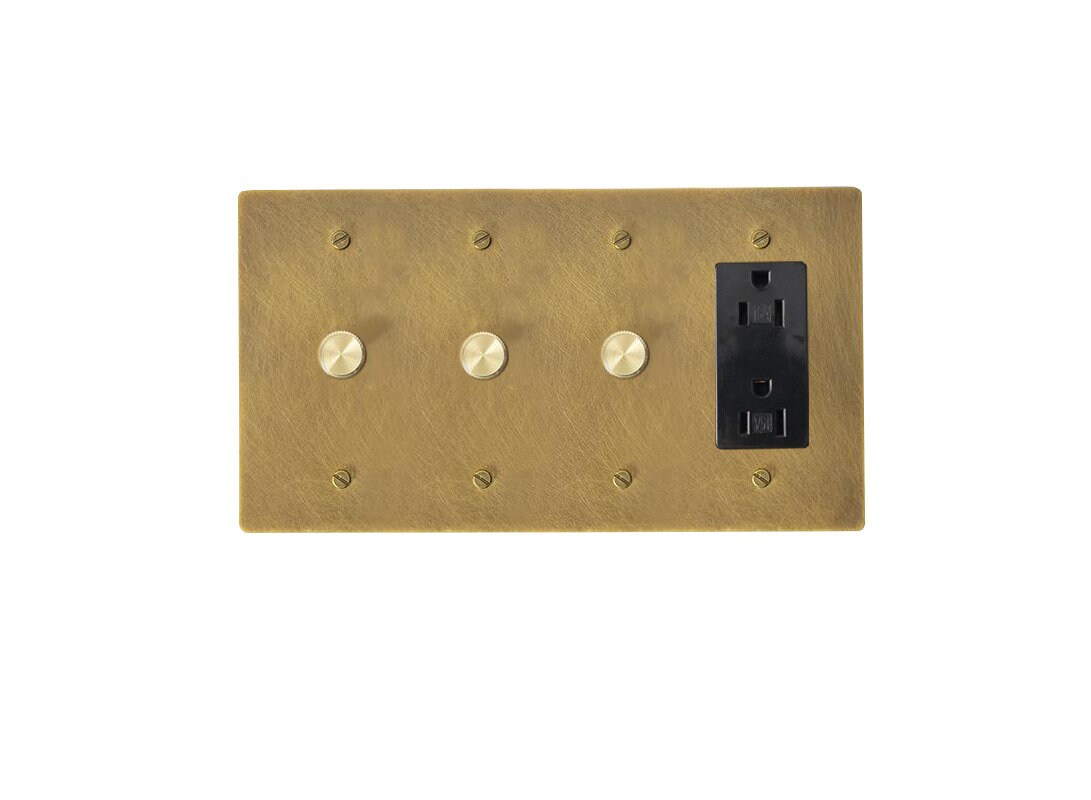 Toggle, Dimmer & Outlet Combo Switch Plates - Aged Brass Finish - Etsy