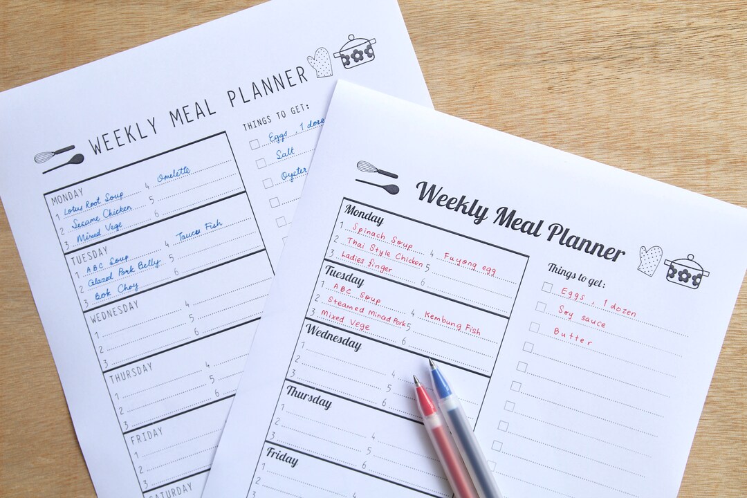 PRINTABLE - DIGITAL Weekly Meal Planner Sheet Instant Download - Etsy