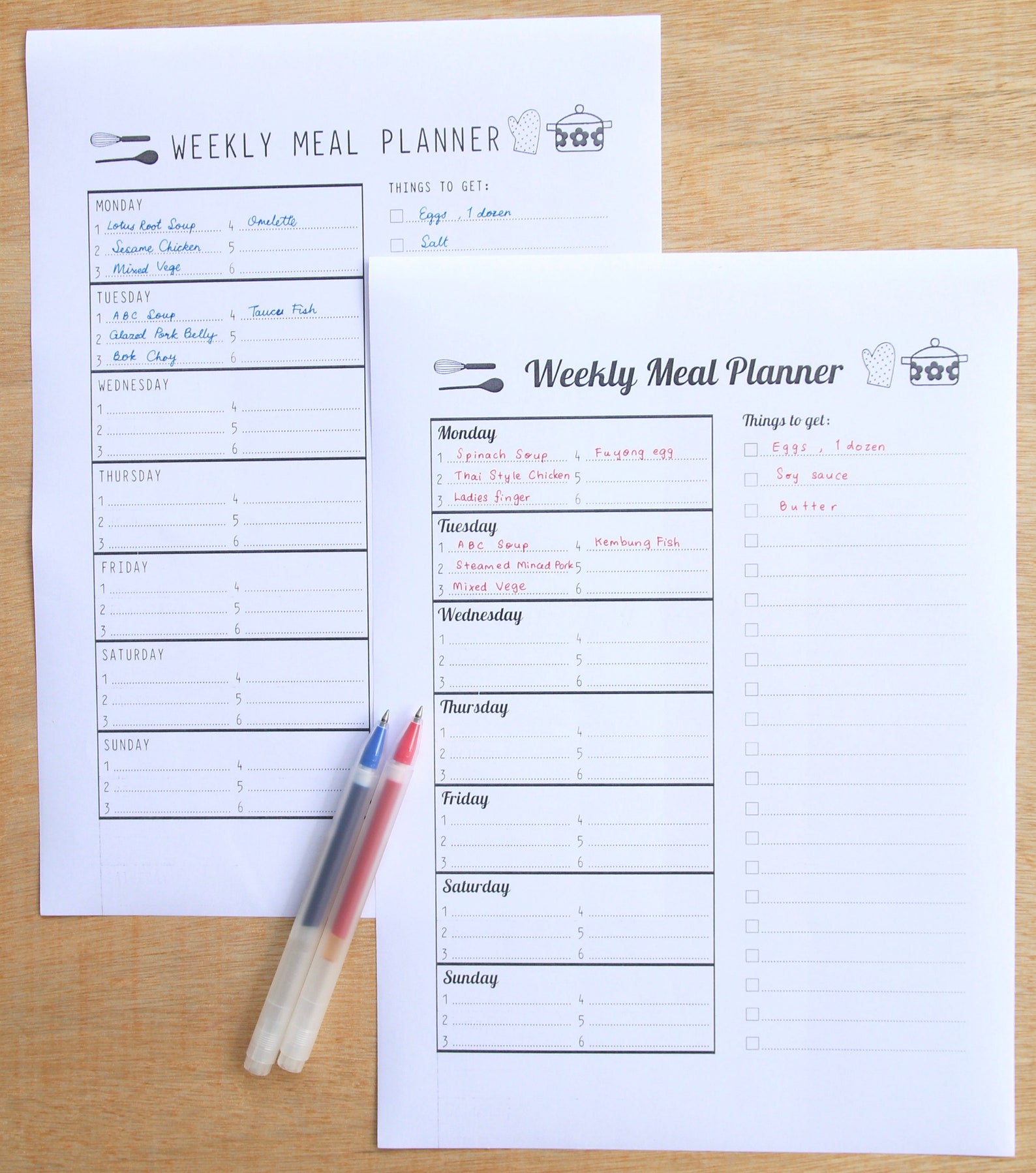 PRINTABLE - DIGITAL Weekly Meal Planner Sheet Instant Download - Etsy