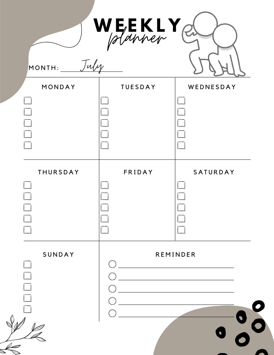 Editable Black and White Planner/scheduler, Avoiding Procrastination ...
