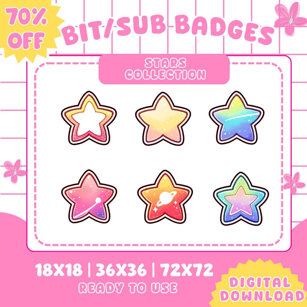 Stars Twitch Sub Badges | Celestial Streamer Badges (digital Download ...