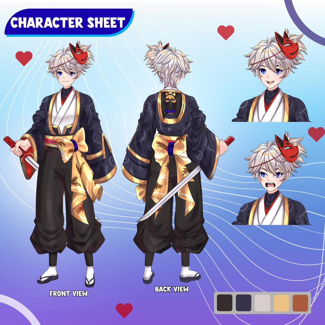 Custom Vtuber Character Reference Sheet: Hand-drawn OC Design - Etsy