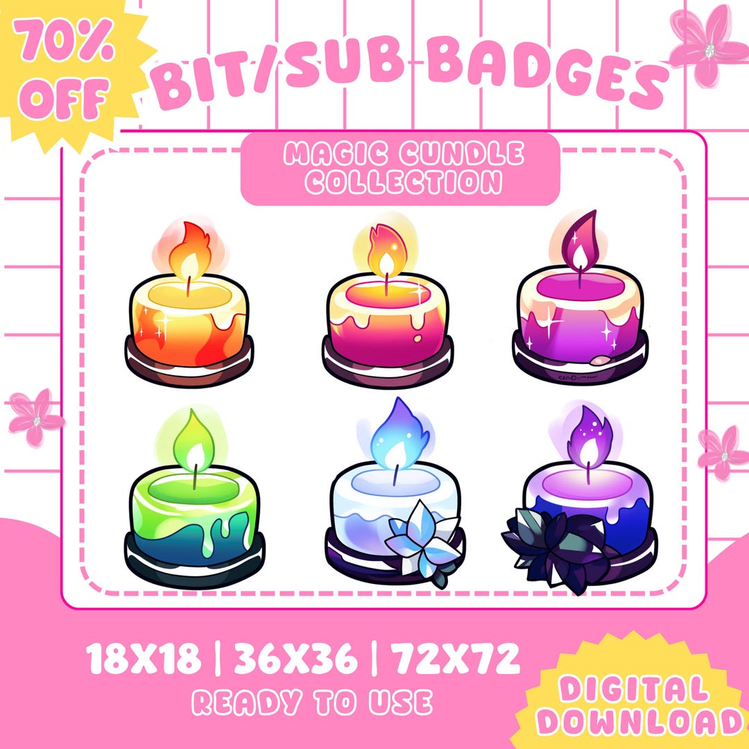 6 Candle Sub/bit Badges/emotes for Twitch, Youtube, Discord, Stream ...