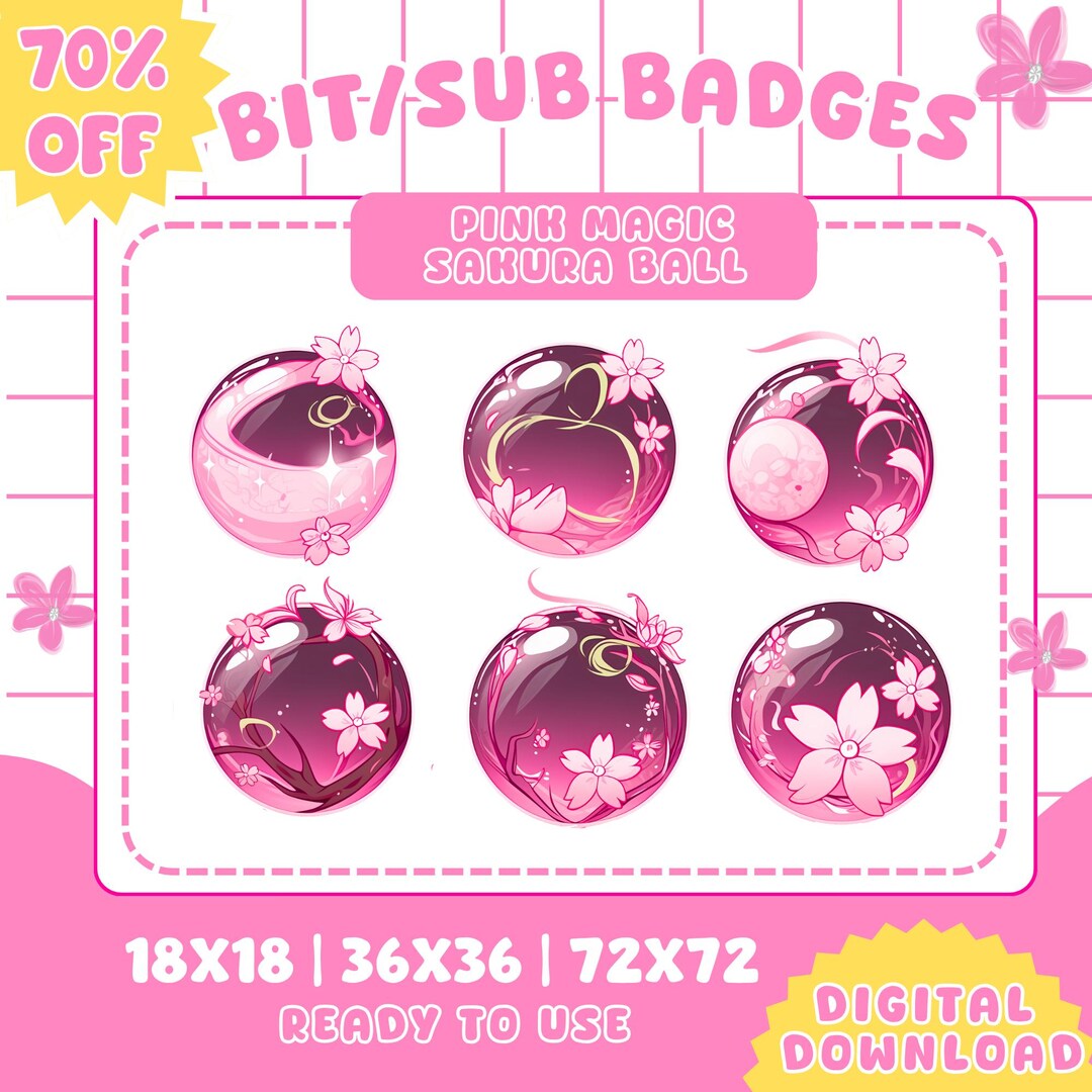 Sakura Twitch Sub Badges, Pink Cherry Blossom (digital Download) - Etsy