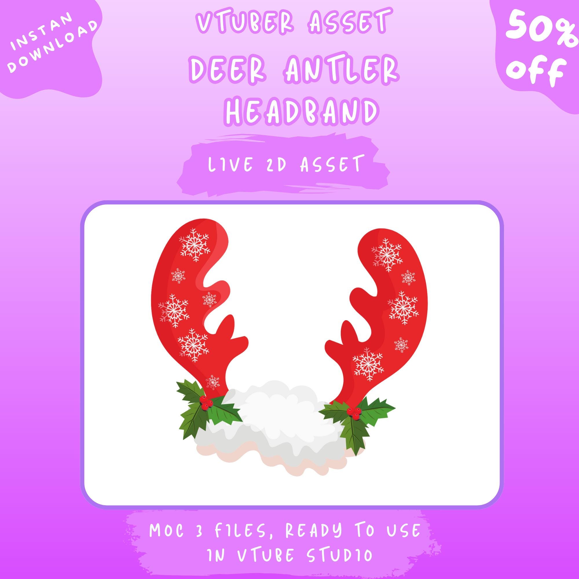 Vtuber Asset Christmas Deer Antlers Vtuber Prop Vtuber, Livestreaming ...