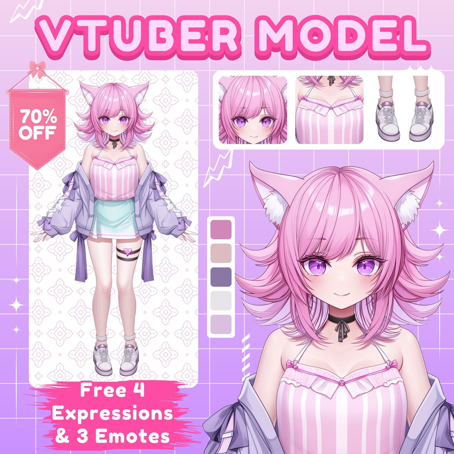CUSTOM VTUBER Model for Commercial Use ! | Live 2D Vtuber | Vtuber ...