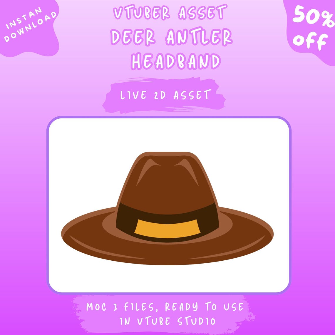Vtuber Asset | Vtuber Cowboy Hat, Premade Assets, Hat Assets, Animated ...