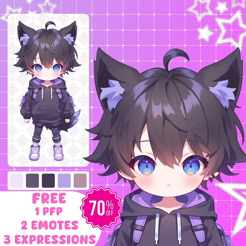 Modelo Chibi Vtuber personalizado: Diseño de personaje de anime Live2D ...
