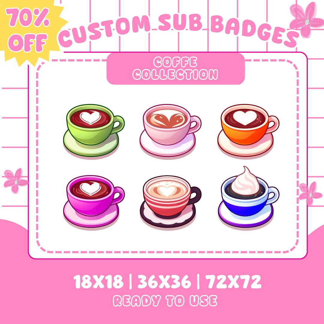 Custom Coffee Twitch Sub Badges: Cozy Cafe Streamer Set - Etsy