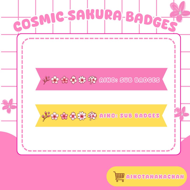 Sakura Twitch Sub Badges: Blossoming Cherry, Pastel Pink (digital ...