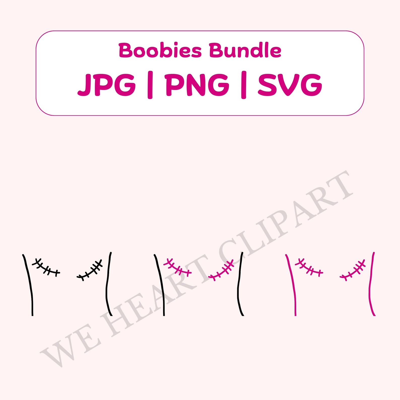 Boobies Clipart Svg Png Boobie Clip Art Bundle Breasts Etsy