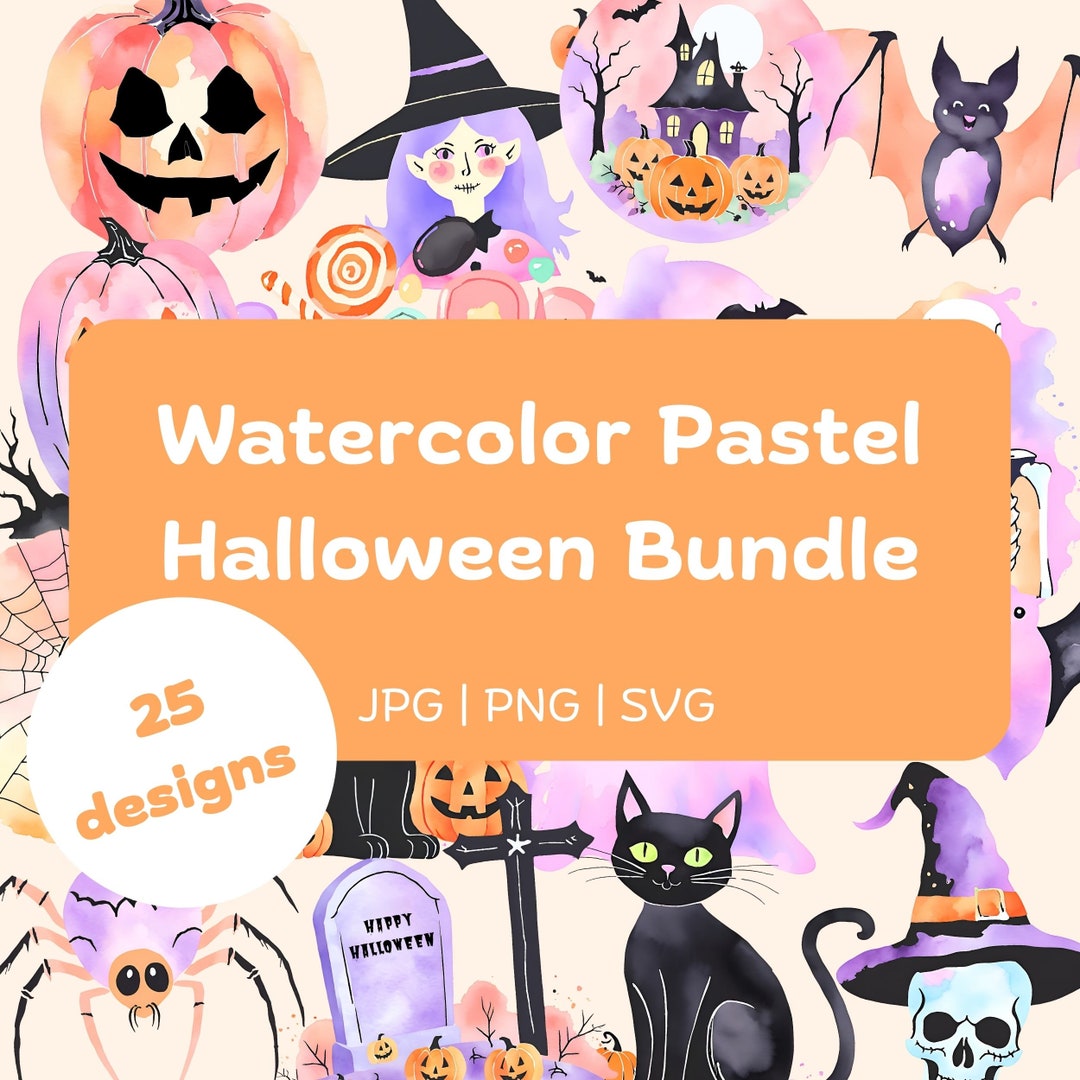 Pastel Halloween Clipart | Pastel Halloween SVG | PNG | JPG ...