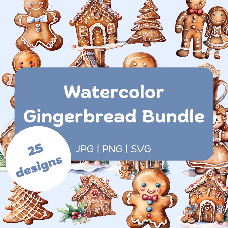 Gingerbread SVG | Gingerbread Man Svg | Watercolor Gingerbread Clipart ...