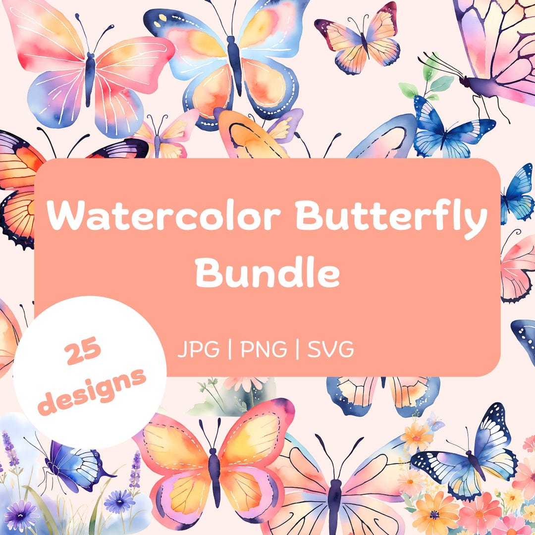 Watercolor Butterfly PNG | Butterfly Clipart Bundle | Watercolor ...