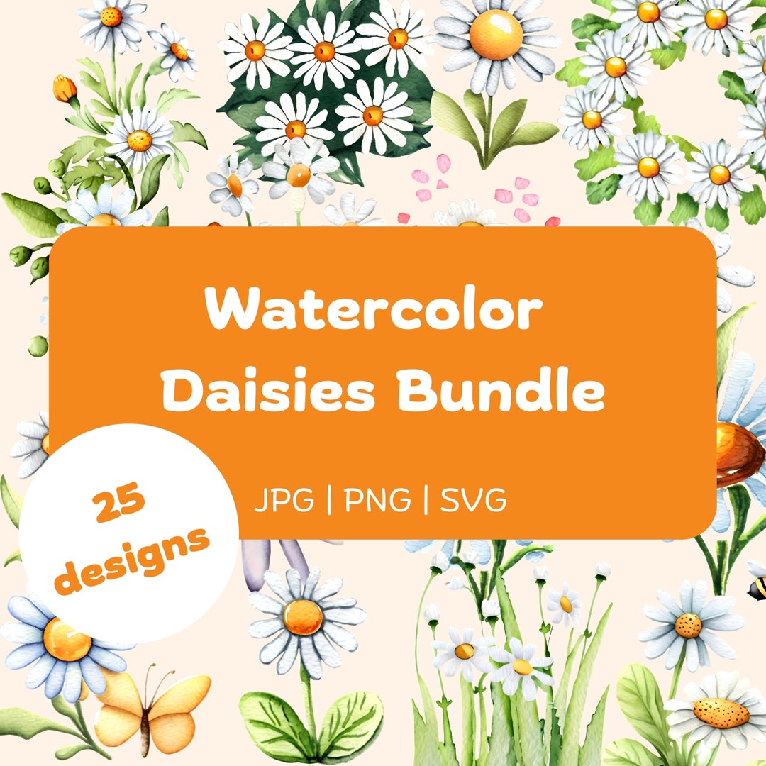 Daisy SVG | Watercolor Daisy | Svg | PNG | JPG | Watercolor Daisies ...