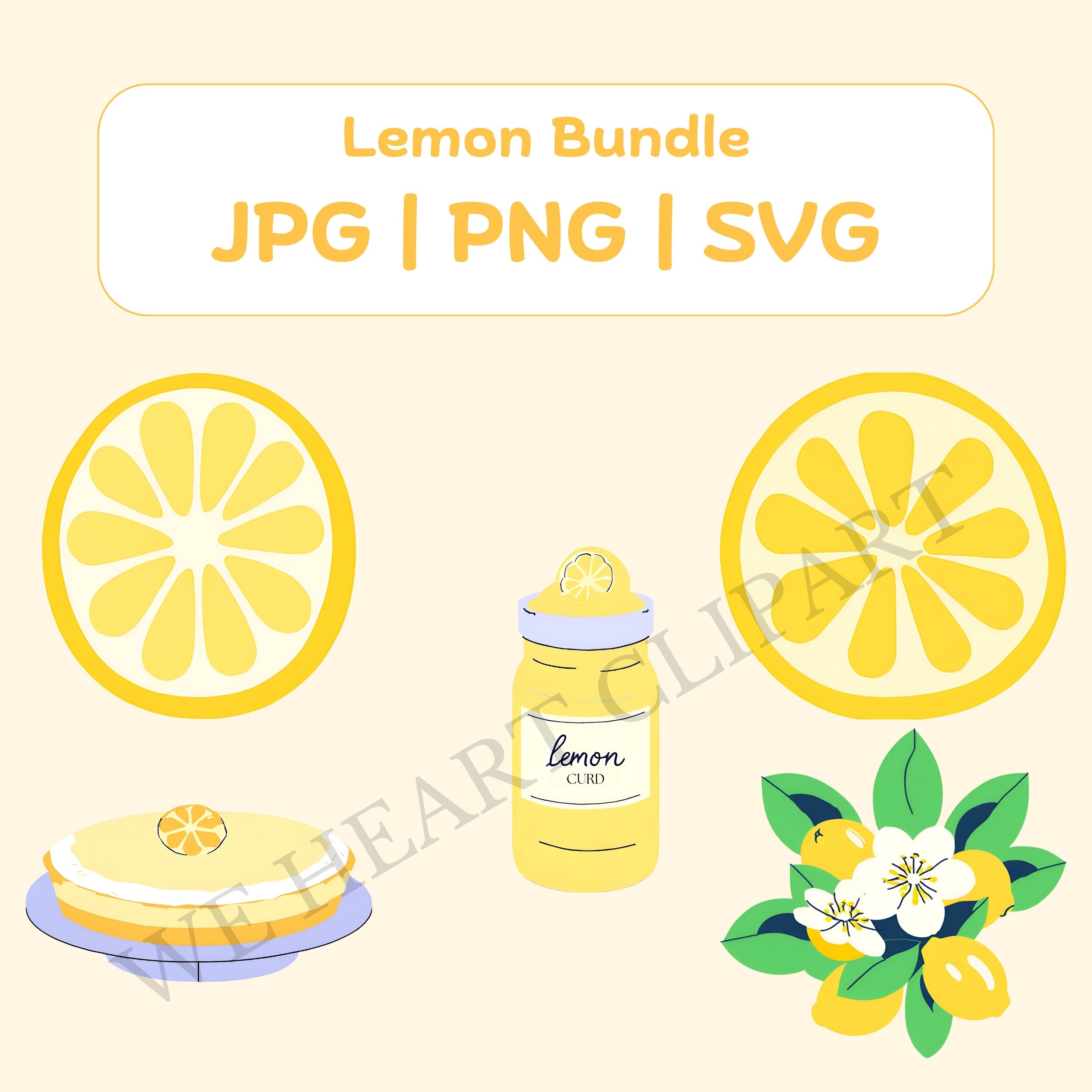 Lemon Clipart Bundle: Zesty Lemon Designs (SVG, PNG, JPG) - Etsy