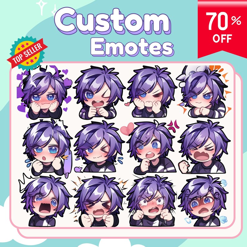 Custom Emotes for Streaming, Emoticon, Cute Chibi Emotes, Custom Emotes ...