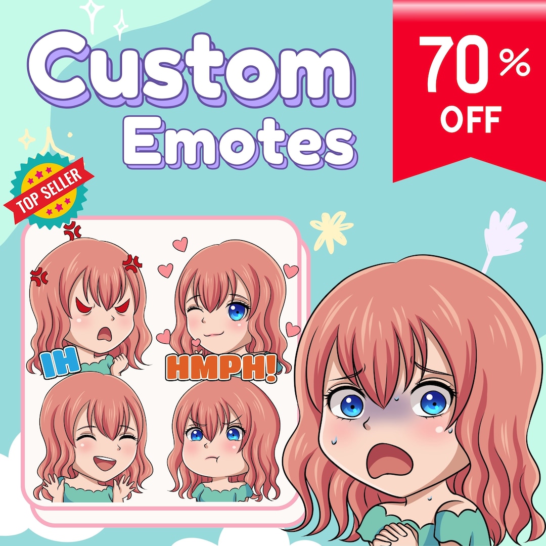 Custom Emotes for Streaming, Emoticon, Cute Chibi Emotes, Custom Emotes ...