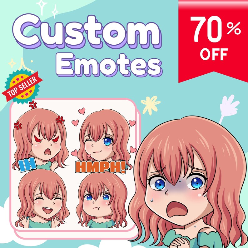 Custom Emotes for Streaming, Emoticon, Cute Chibi Emotes, Custom Emotes ...