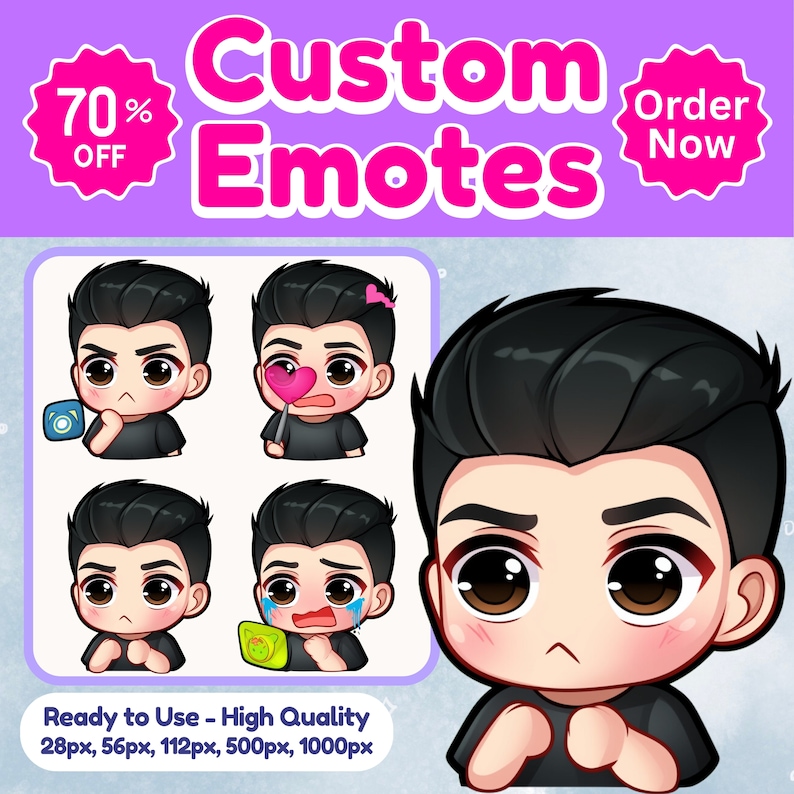 Custom Emotes for Streaming, Emoticon, Cute Chibi Emotes, Custom Emotes ...