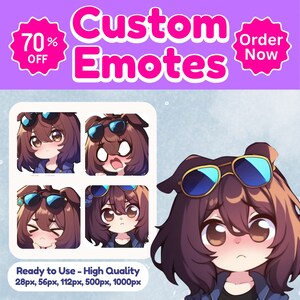 Custom Emotes for Streaming, Emoticon, Cute Chibi Emotes, Custom Emotes ...