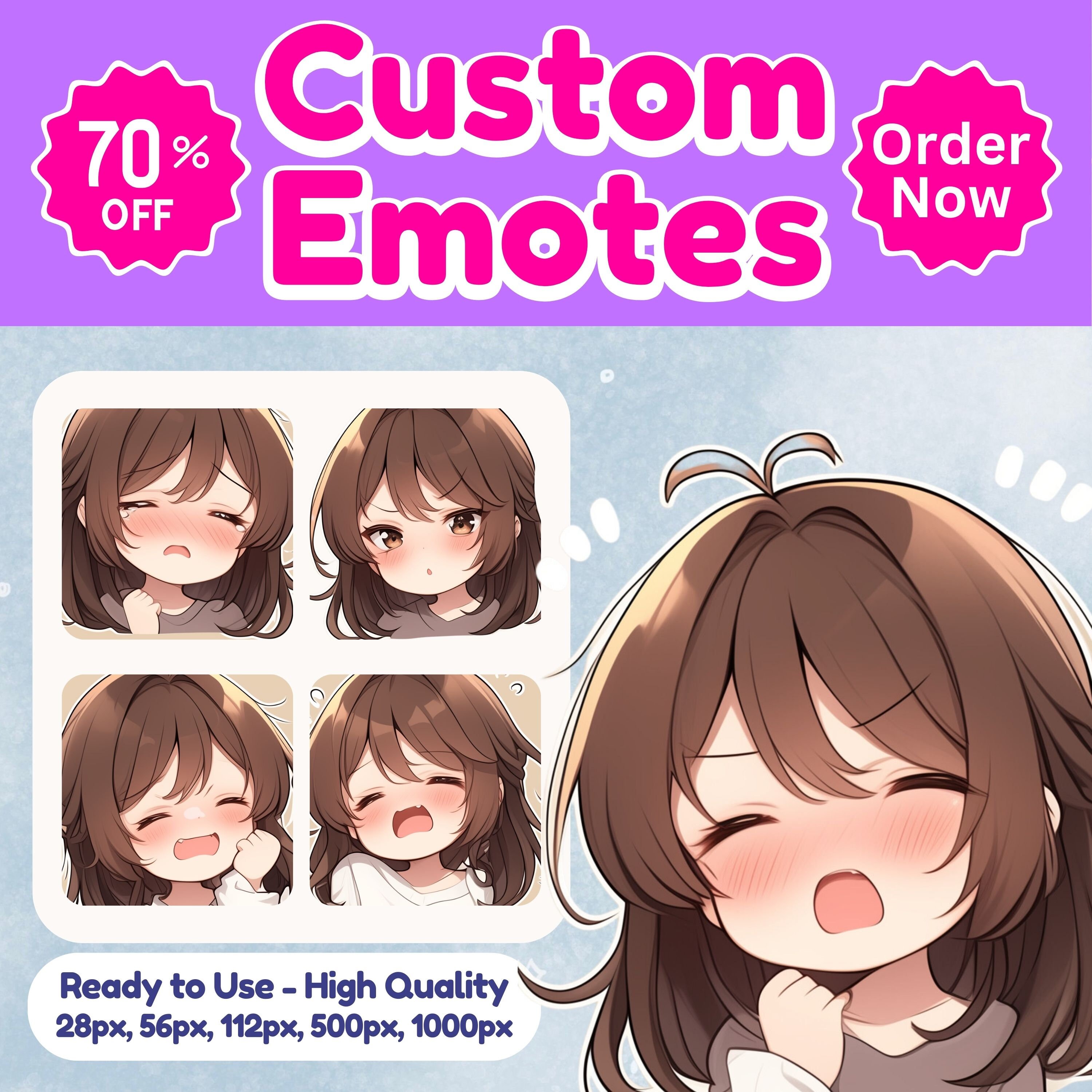 Custom Emotes for Streaming, Emoticon, Cute Chibi Emotes, Custom Emotes ...