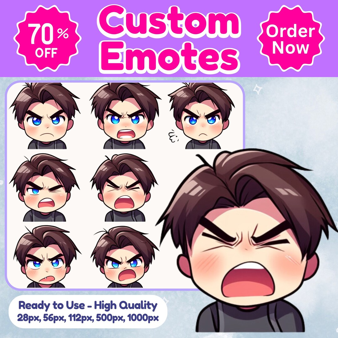 Custom Emotes for Streaming, Emoticon, Cute Chibi Emotes, Custom Emotes ...