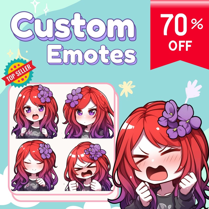 Custom Emotes for Streaming, Emoticon, Cute Chibi Emotes, Custom Emotes ...