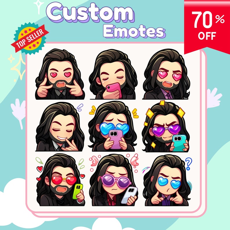 Custom Emotes for Streaming, Emoticon, Cute Chibi Emotes, Custom Emotes ...