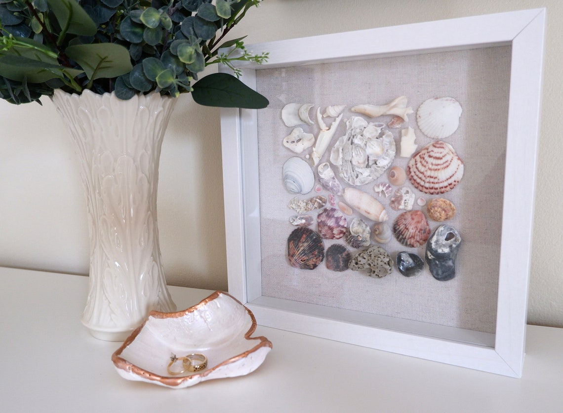 Color Gradient Shell Mosaic Shadow Box Art With Glass Enclosure ...