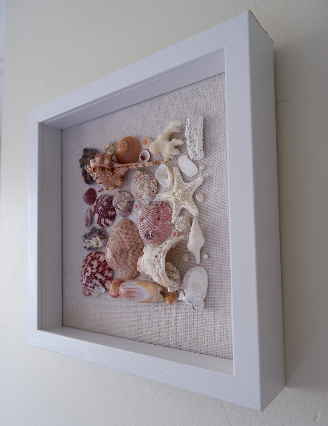 Color Gradient Shell Mosaic Shadow Box Art With Glass Enclosure ...