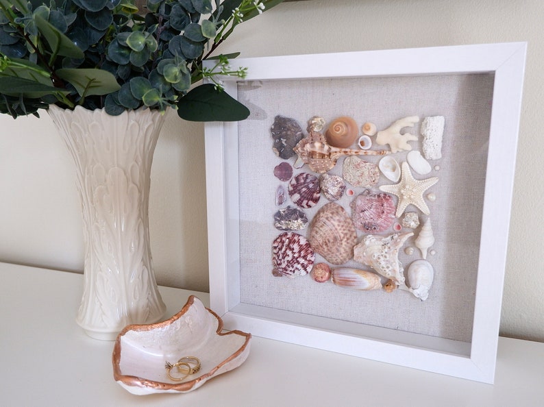 Color Gradient Shell Mosaic Shadow Box Art With Glass Enclosure ...