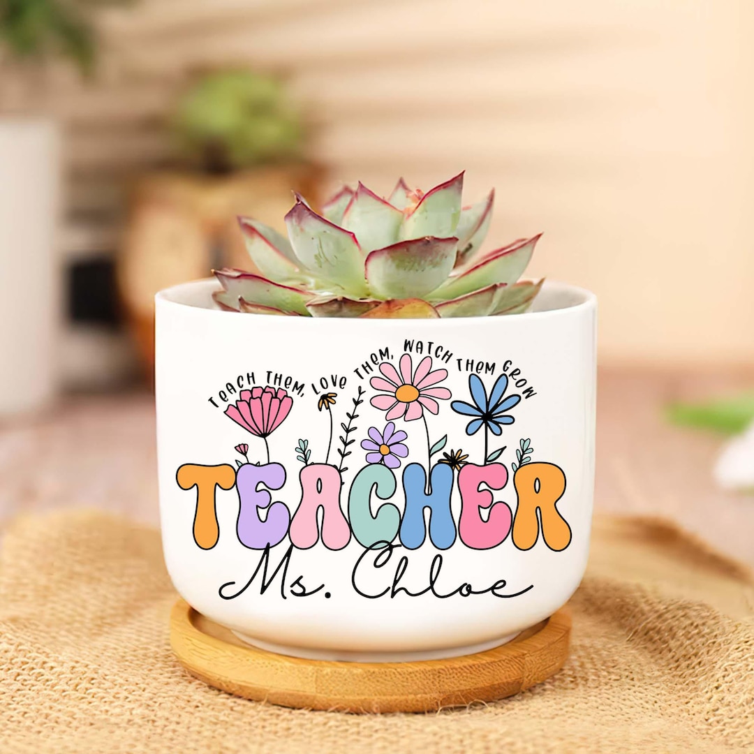 Personalized Wildflower Teacher Plant Pot, Teacher Appreciation Gifts ...