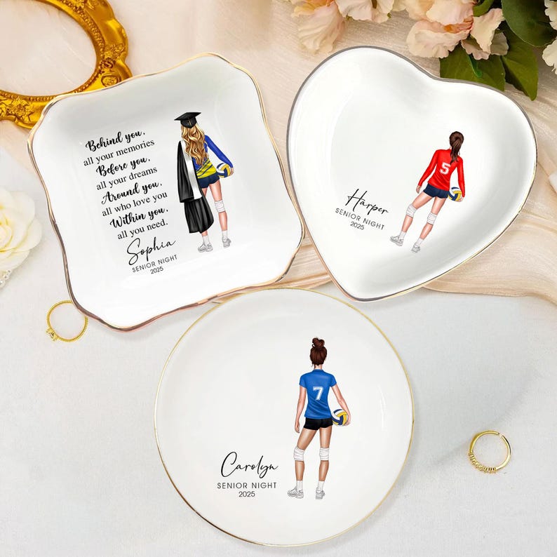 Personalized Ceramic Volleyball Senior Ring Dish: Senior Night Gift - Etsy