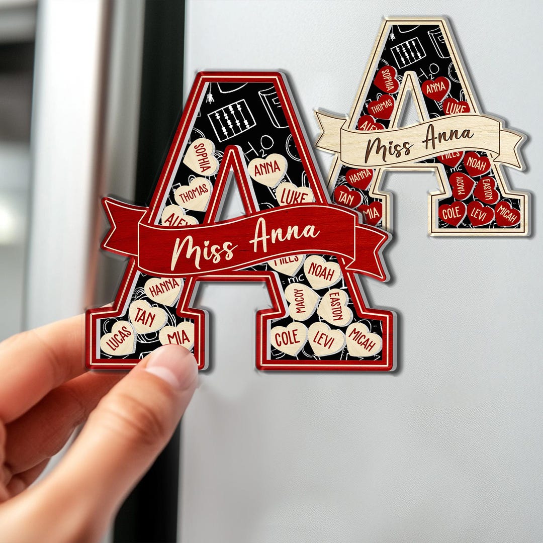 Personalized Teacher Magnet, Custom Teacher Initial Name Shake Magnet ...