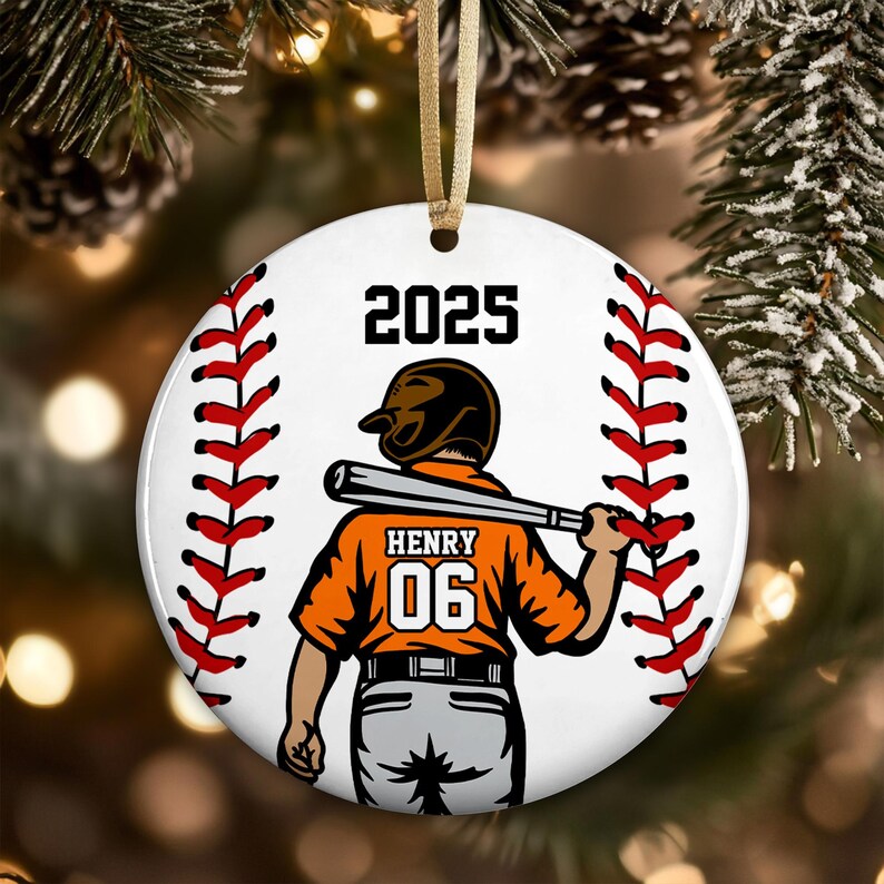 Personalized Ceramic Baseball Ornament: Christmas Kids Boy Gift - Etsy