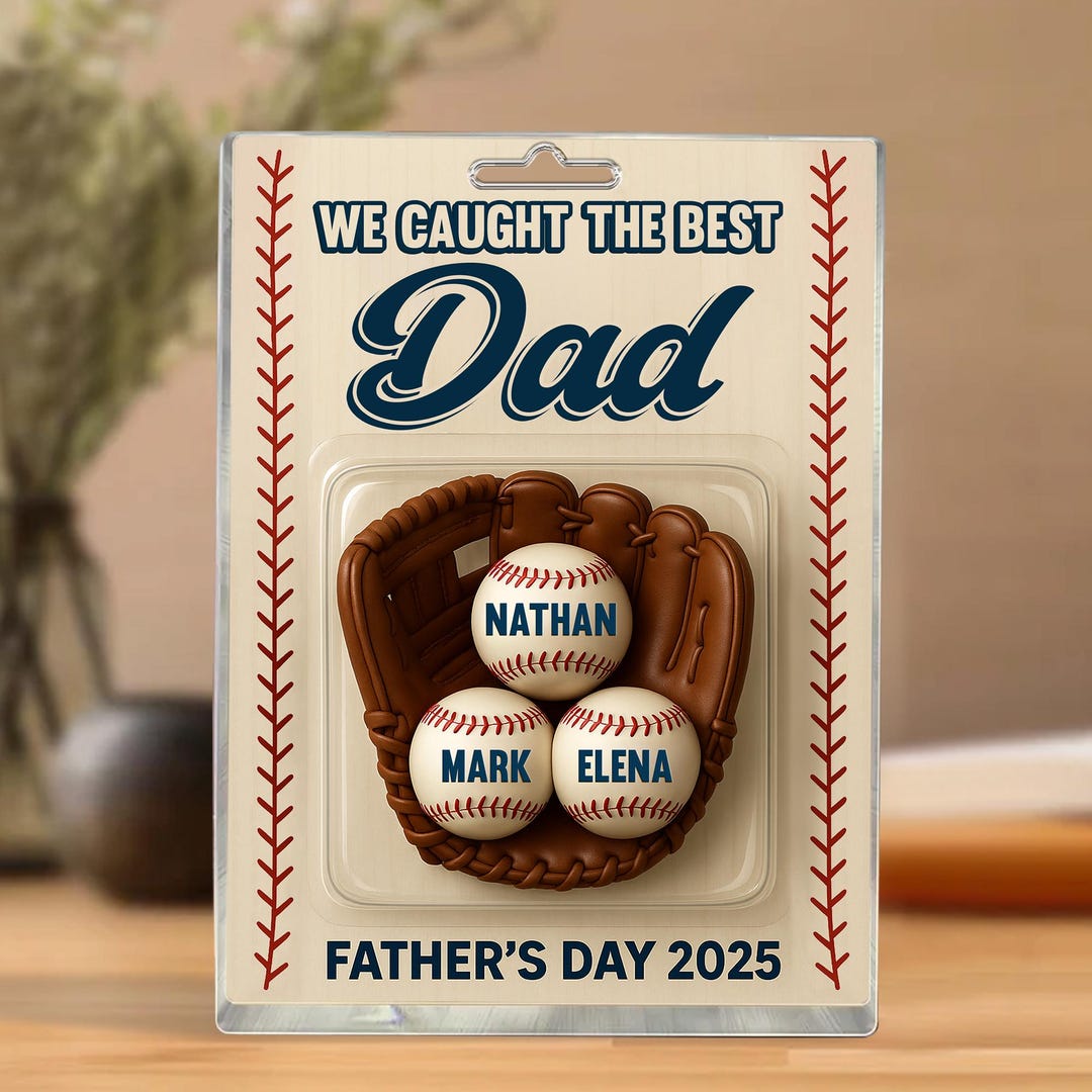 Custom Baseball Dad Action Figure Acrylic Block, We Caught the Best Dad ...