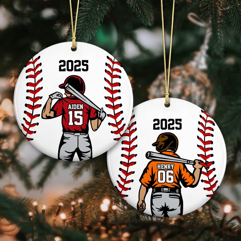 Personalized Ceramic Baseball Ornament: Christmas Kids Boy Gift - Etsy