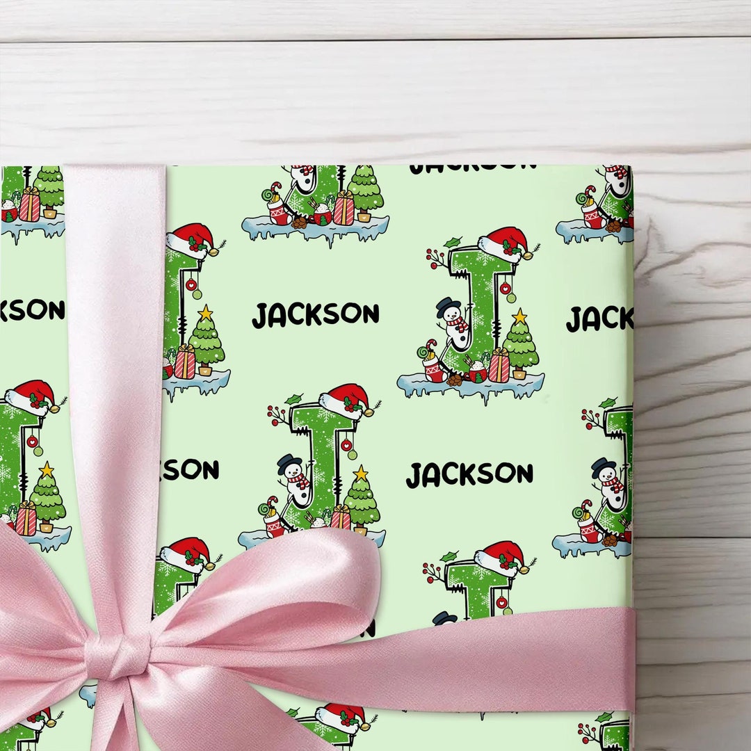 Personalized Christmas Wrapping Paper, Custom Alphabet Christmas Name ...