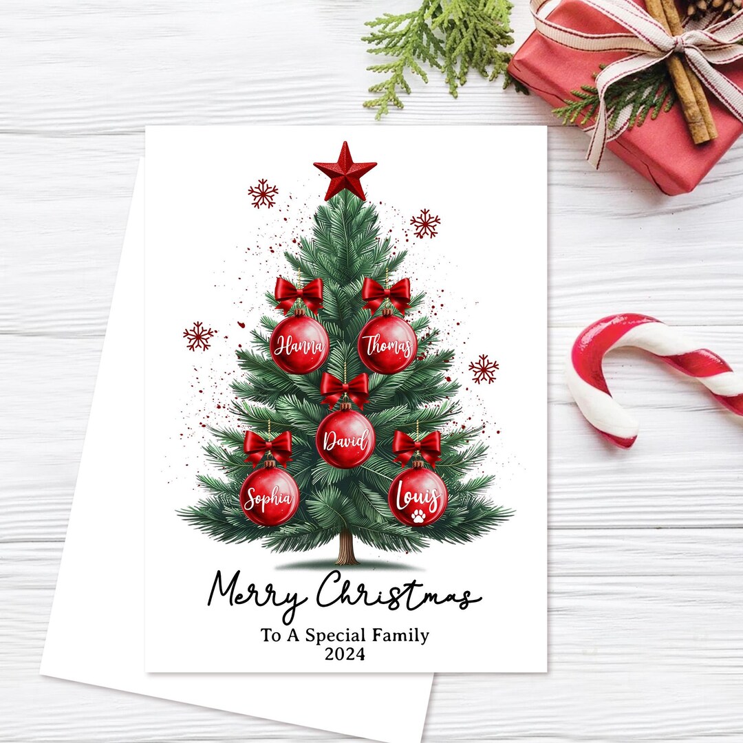 Personalized Family Christmas Card, Family Christmas Tree Card, Custom ...