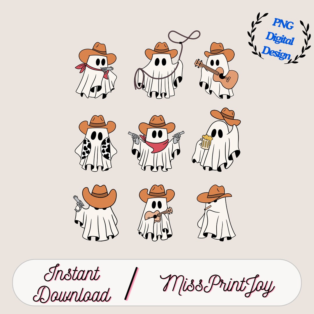 Cowboy Ghost Png, Ghost Collage Png, Cute Halloween Png, Western Cowboy ...