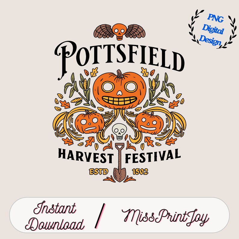 Pottsfield Harvest Festival PNG, Vintage Halloween Cartoon Png, Spooky ...