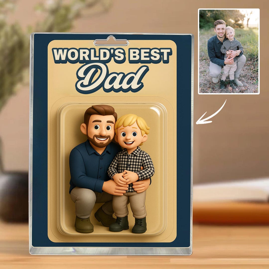 Personalized Fathers Day Gift for Dad, Custom Photo Dad and Kids Action ...