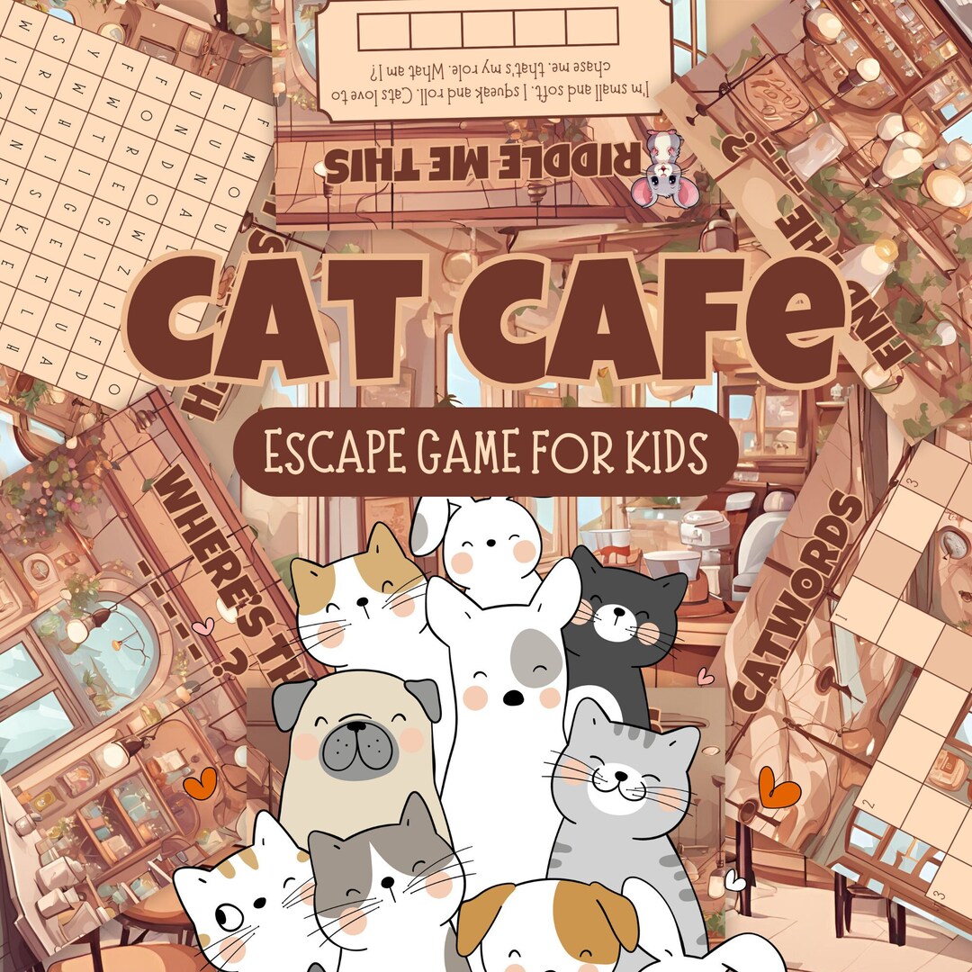 Printable Cat Escape Room Game for Kids | Cute Printable Cat Game ...