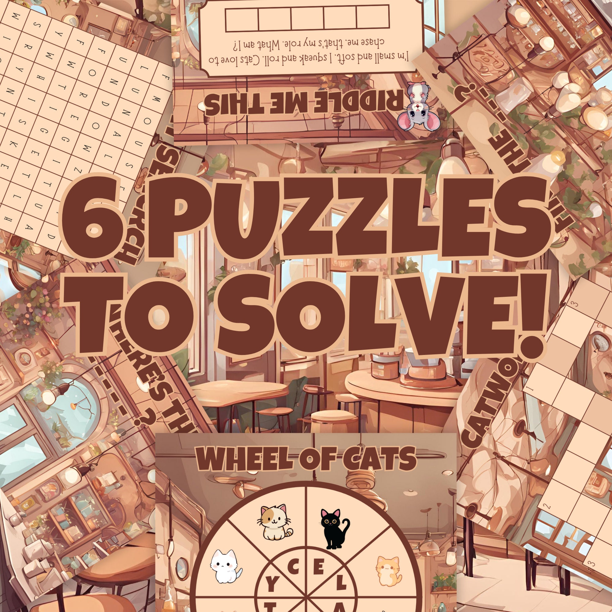 Printable Cat Escape Room Game for Kids | Cute Printable Cat Game ...